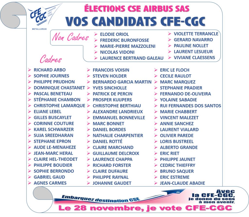 Election CSE Airbus SAS du 28 novembre – My CFE-CGC Airbus