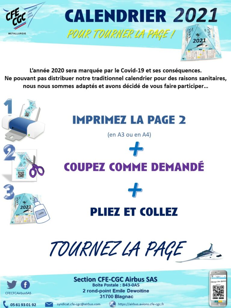 Calendrier 2021 – My CFE-CGC Airbus