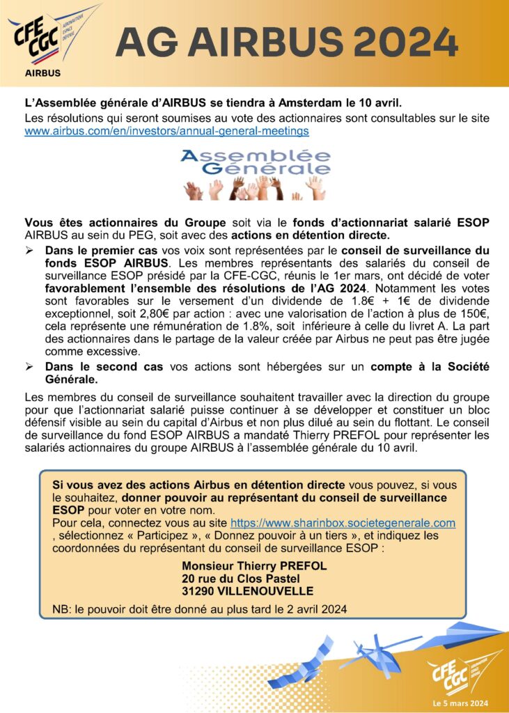 AG des actionnaires Airbus 2024 – My CFE-CGC Airbus